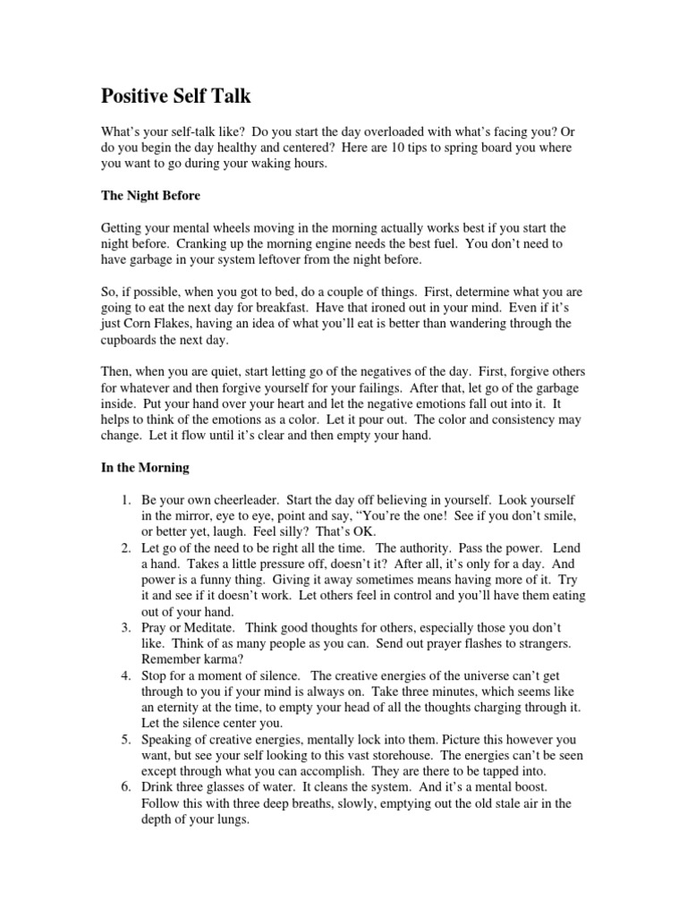 PDF Positive Self Talk PDF | PDF