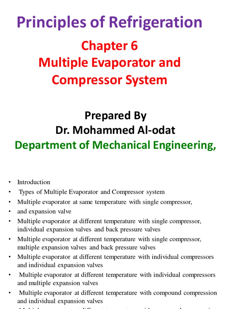 Chapter 6-Multiple Evaporator and Compressor | PDF | Home Appliance | Chemical Engineering