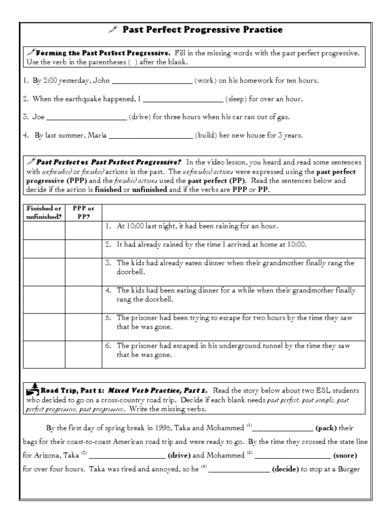 Past Perfect Progressive Exercises | PDF | Grammar