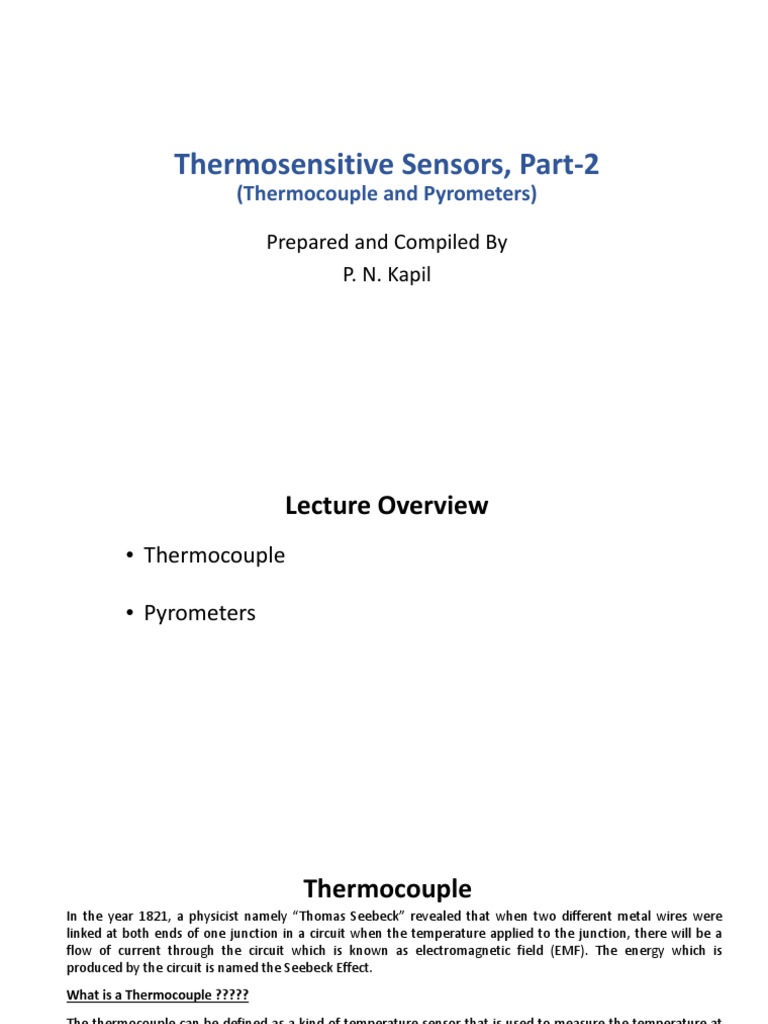Thermosensitive Sensors Part - 2 | PDF | Thermocouple | Electromagnetism