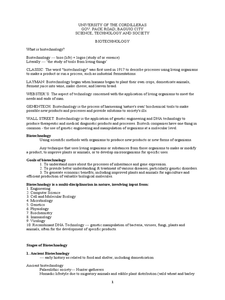 Lecture Note #7 Biotechnology | PDF | Bioinformatics | Biotechnology