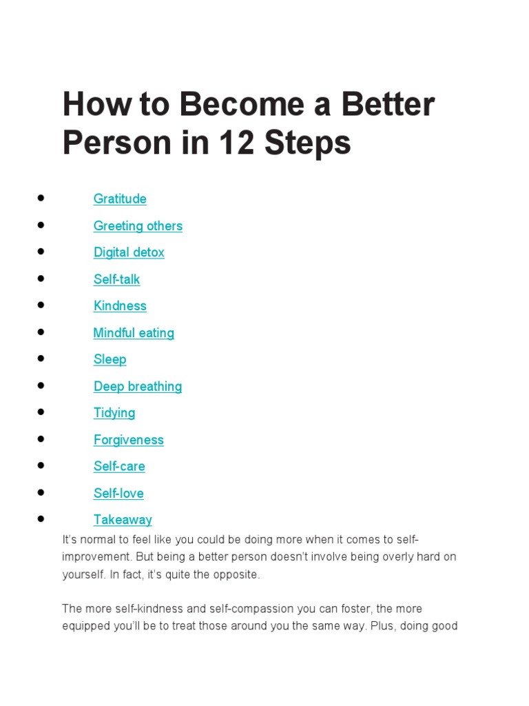 How To Become A Better Person in 12 Steps | PDF | Gratitude | Breathing