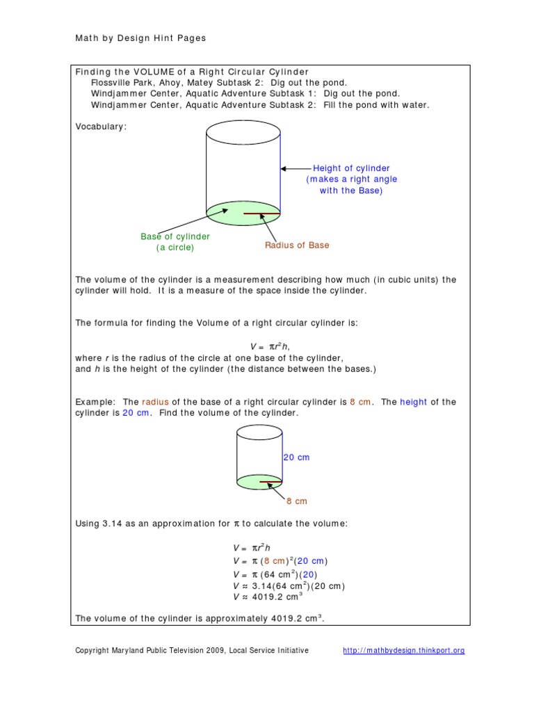 Calculating the Volume of Right Circular Cylinders: A Step-by-Step ...