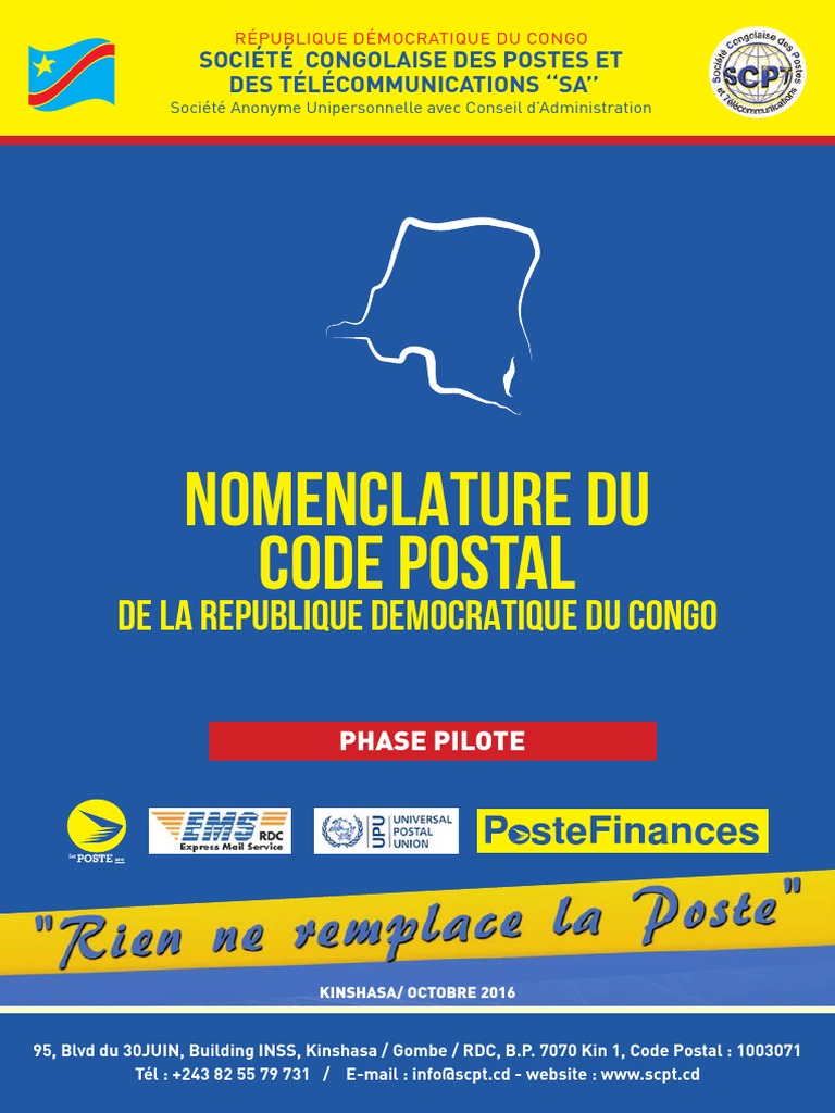 Annuaire Codes Postaux RDC Booklet Pilote-Light PDF | PDF | Kinshasa ...