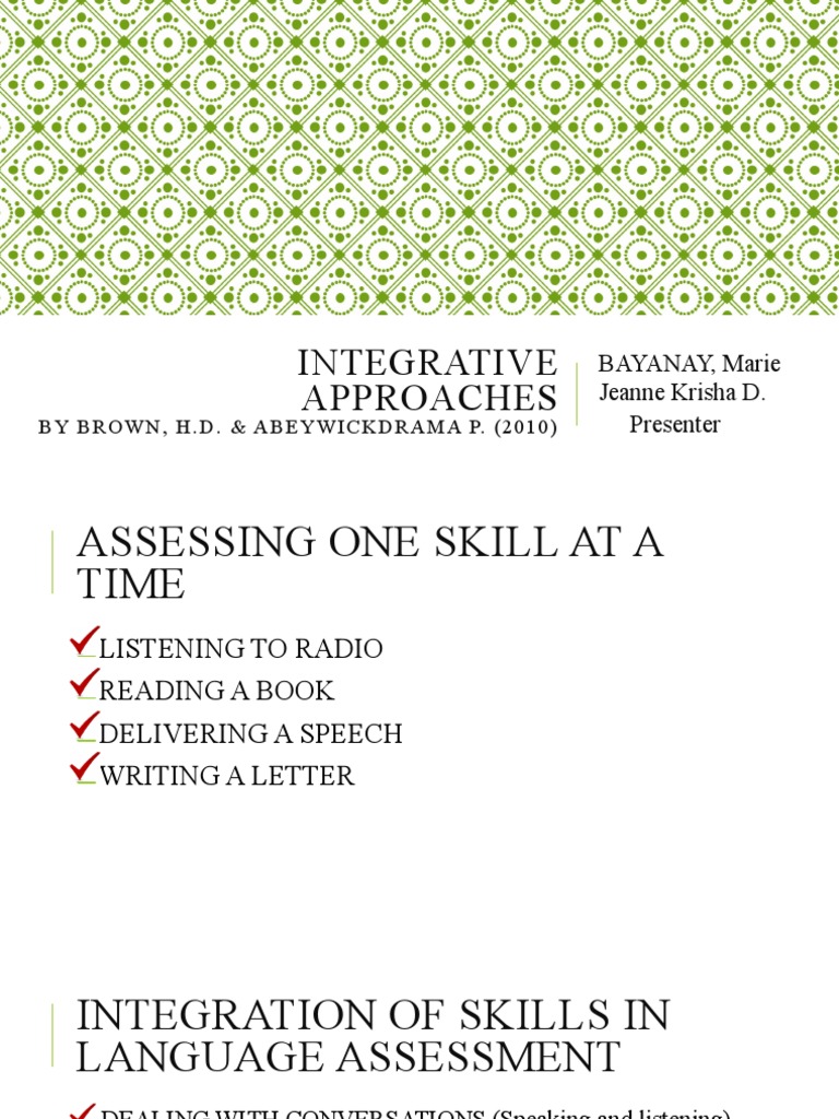 Assessing Language Skills Through Integrative Approaches | PDF ...