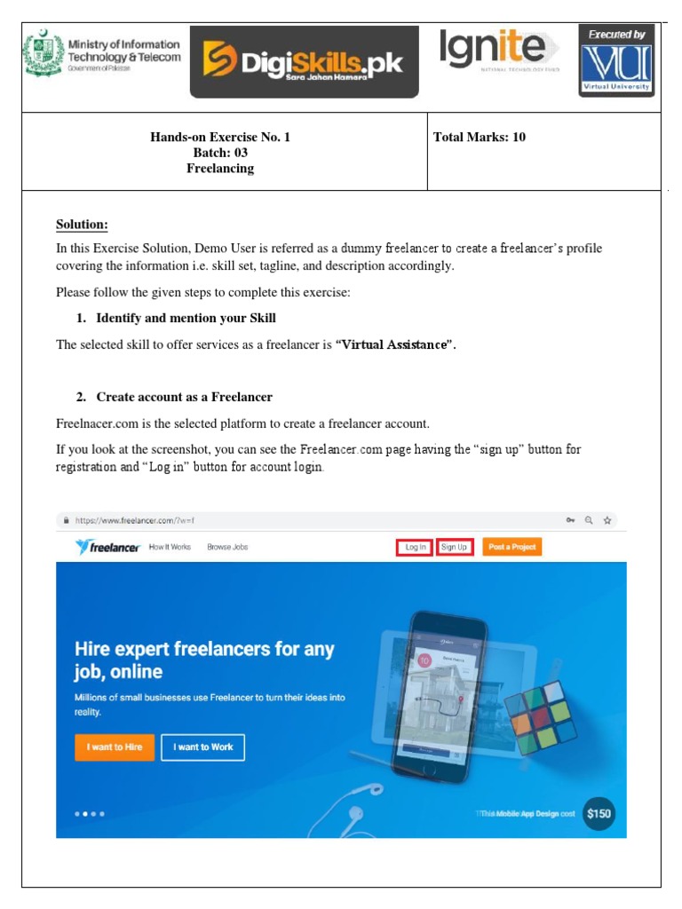 Hands-On Exercise No. 1 Batch: 03 Freelancing Total Marks: 10 | PDF