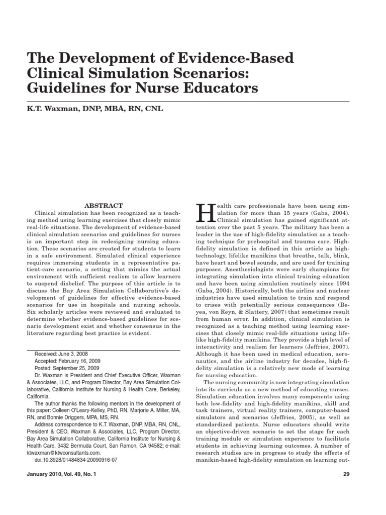 Clincial Simulation Scenarios | PDF | Evidence Based Medicine | Simulation