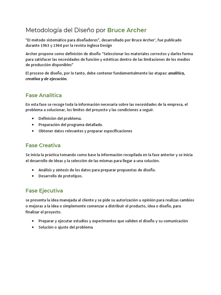 Metodología Del Diseño Por Bruce Archer | PDF