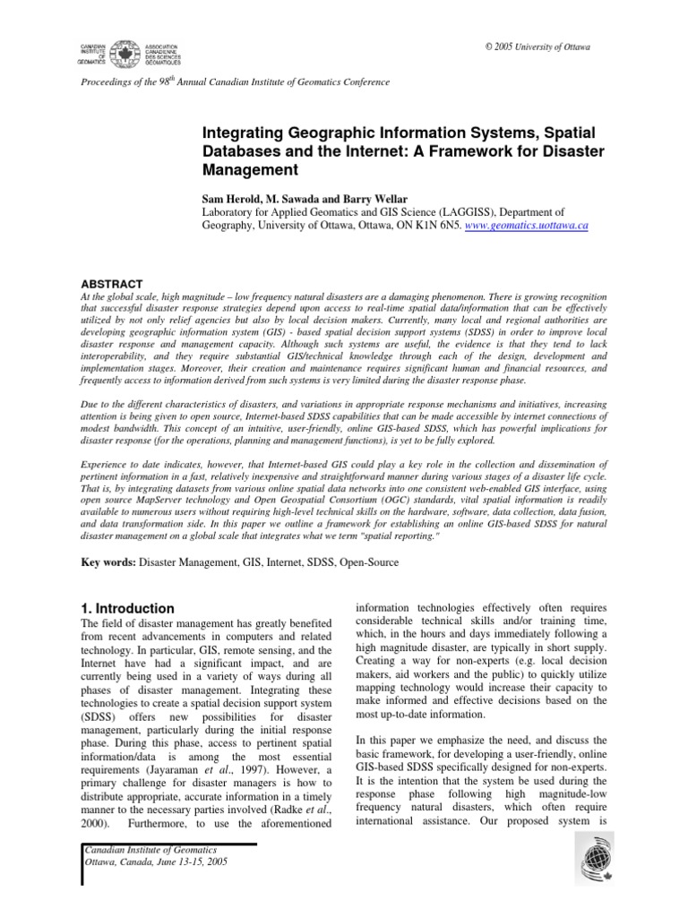 Integrating Geographic Information Systems, Spatial Databases and The Internet - A Framework For ...
