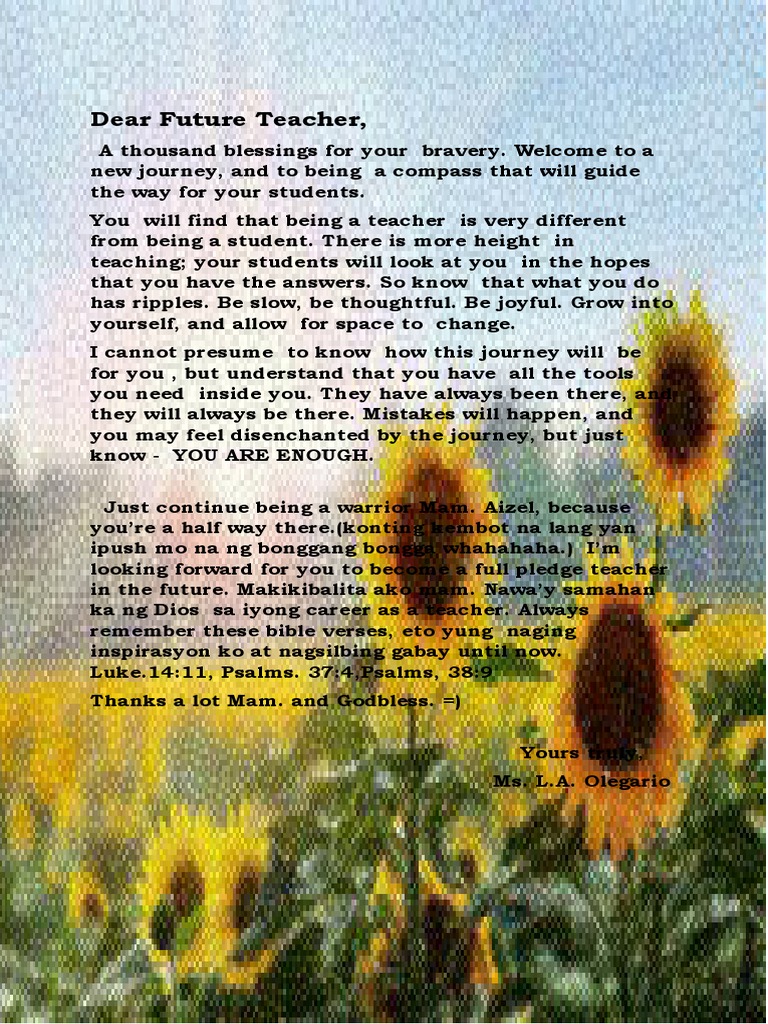 Dear Future Teacher | PDF | Self-Improvement