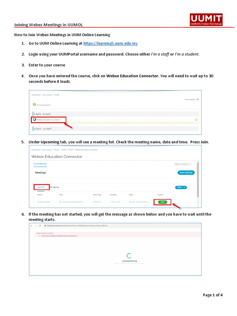 How To Join Webex Activity Tool in UUMOL | PDF