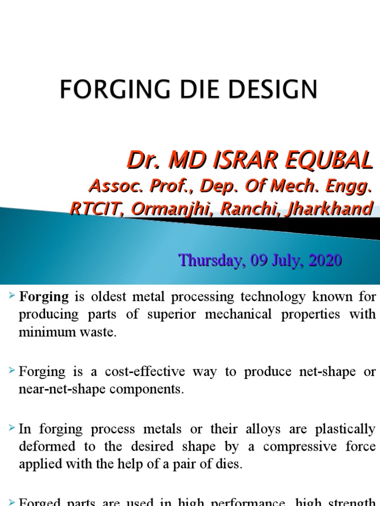 Die Design Presentation | PDF | Forging | Applied And Interdisciplinary ...
