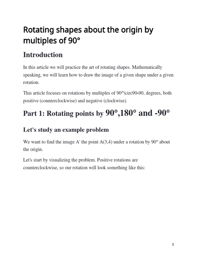 Rotating Shapes About The Origin by Multiples of | PDF