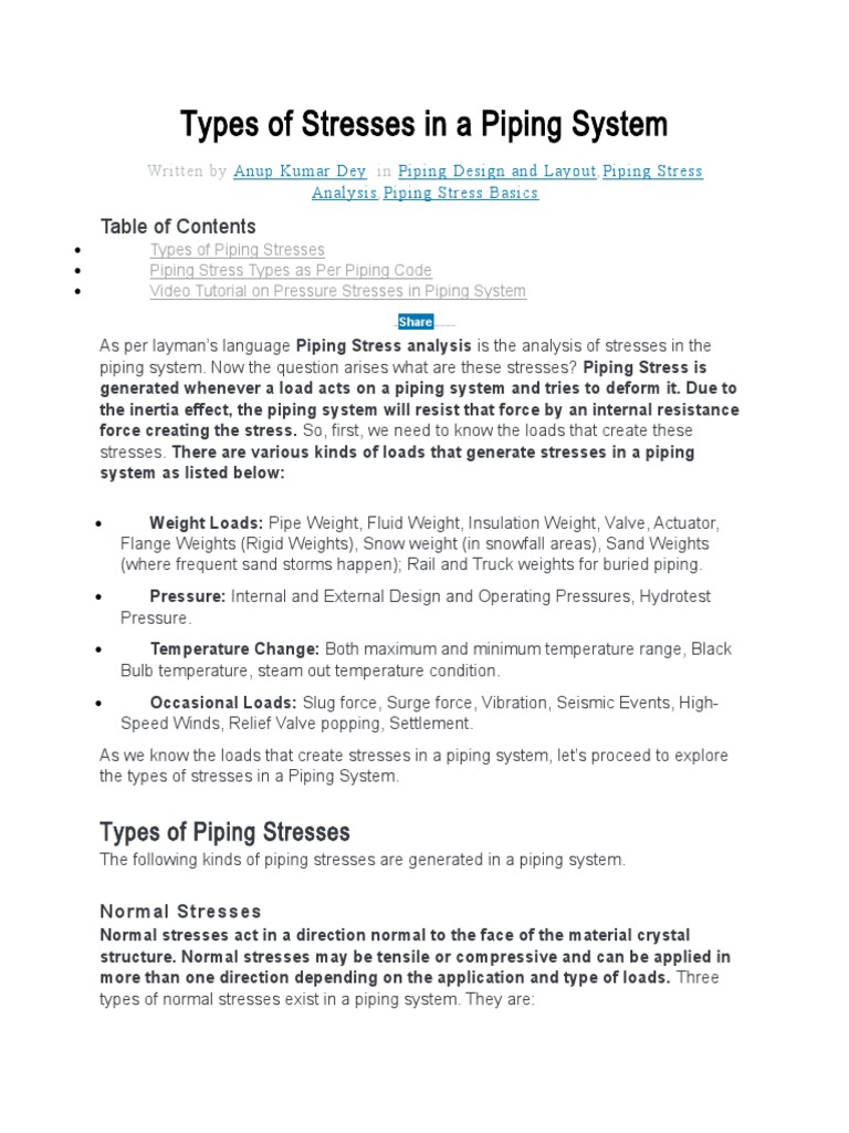 Types of Stress | PDF | Stress (Mechanics) | Mechanics