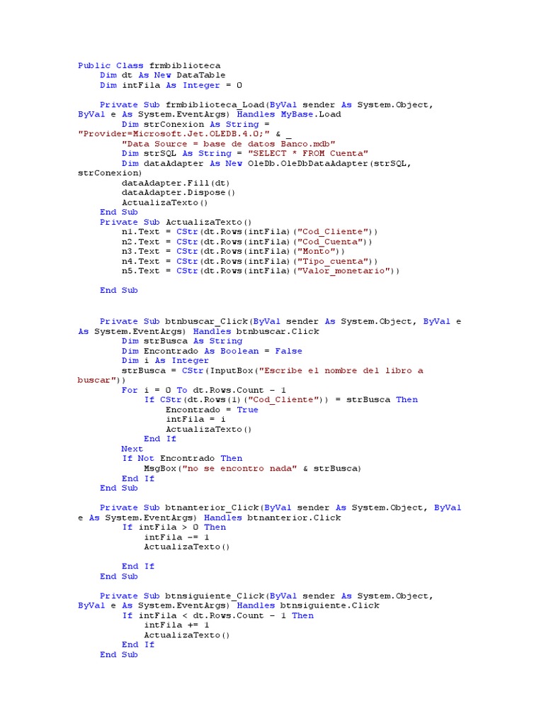 Codigo de Base de Datos Accses | PDF