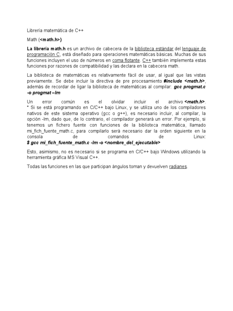 Librería Matemática de C | PDF | Tangente | C