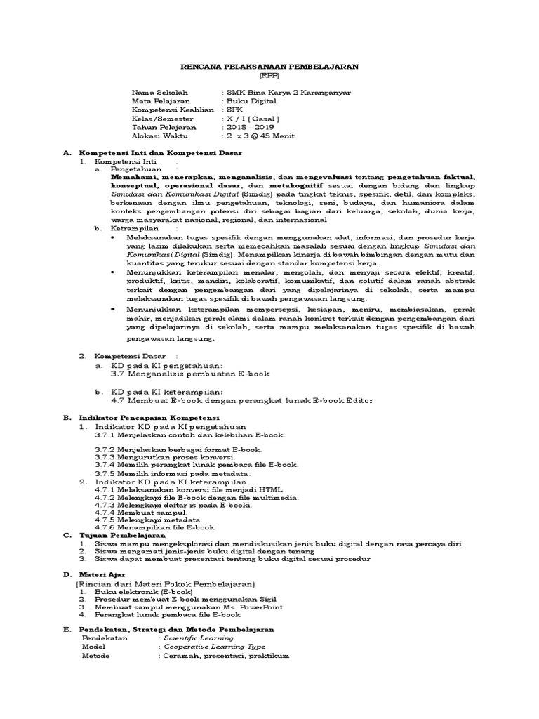 RPP Buku Digital | PDF