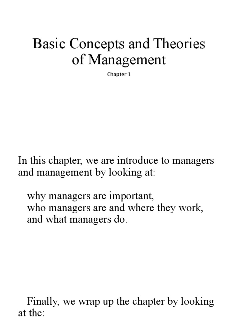 Basic Concepts and Theories of Management | PDF | Efficiency | Resource