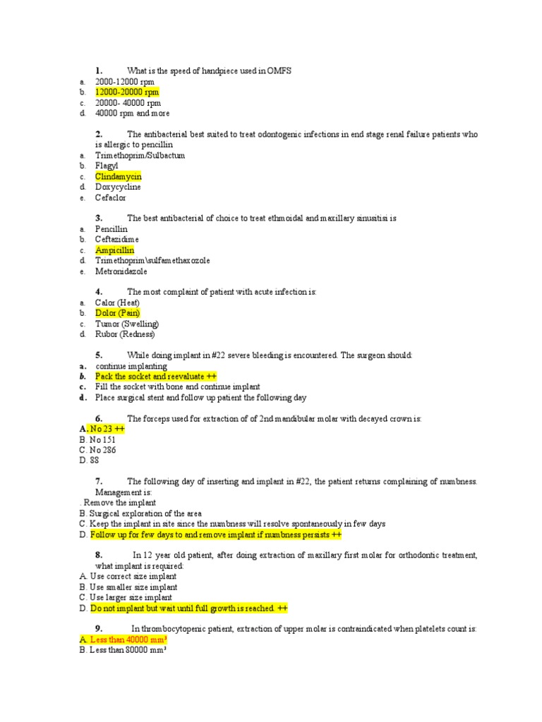 What Is The Speed of Handpiece Used in OMFS | PDF | Medical Specialties ...