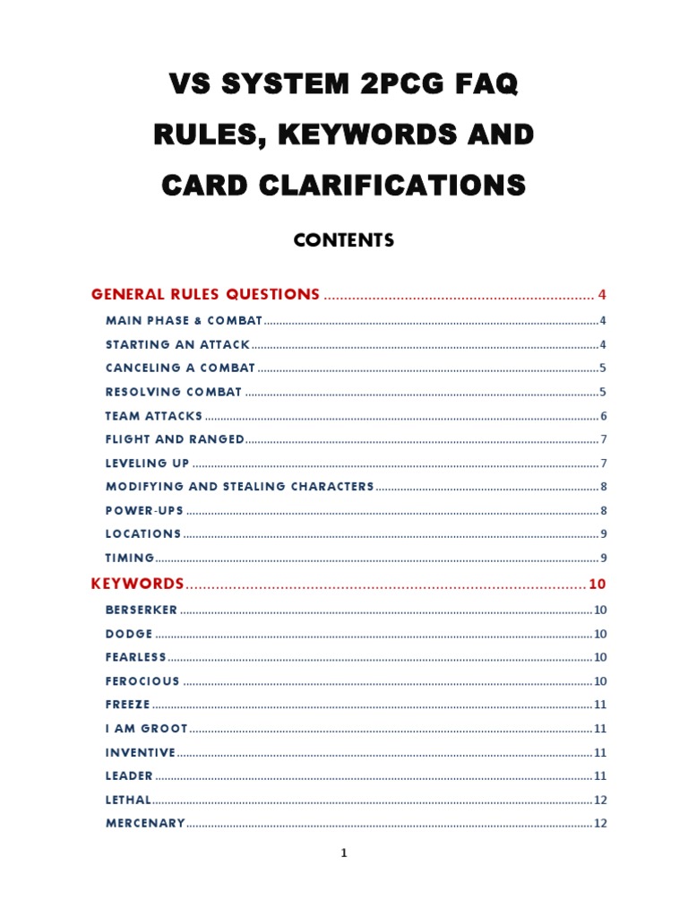 Vs System 2PCG FAQ-Rules and Keywords and Specific Cards PDF | PDF ...