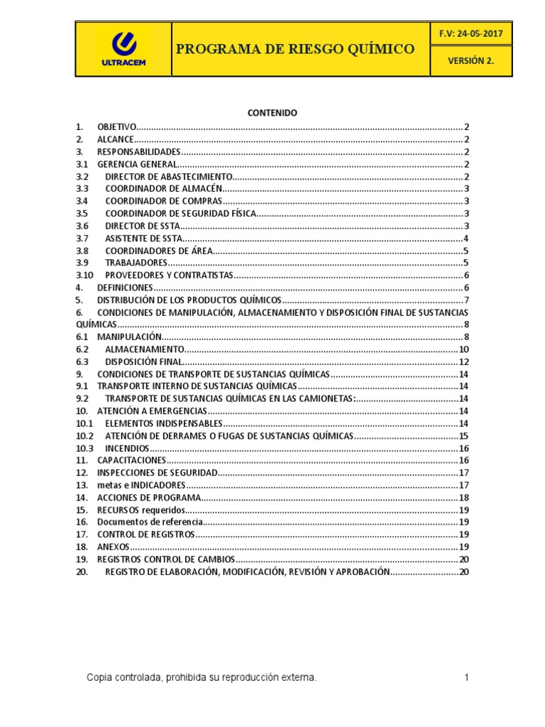 Programa de Riesgo Químico | PDF | Cáncer | Concentración