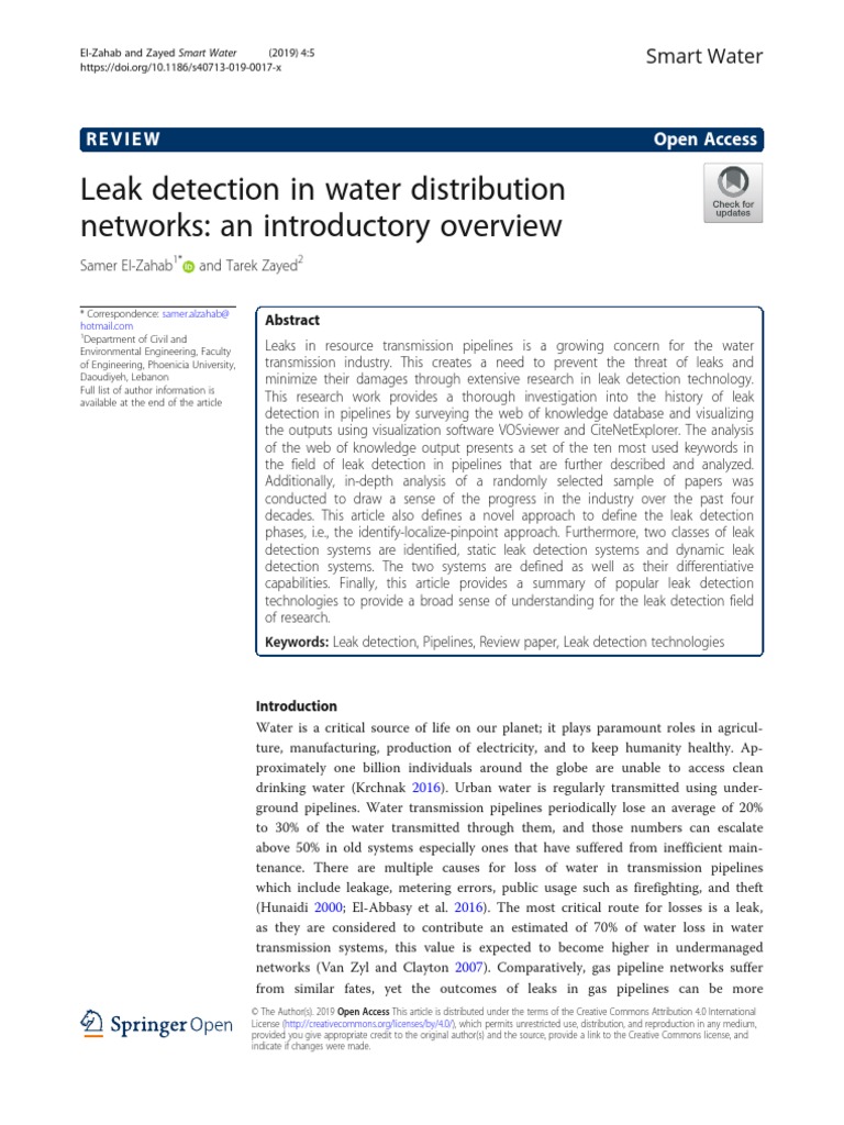 Leak Detection in Water Distribution Networks: An Introductory Overview ...