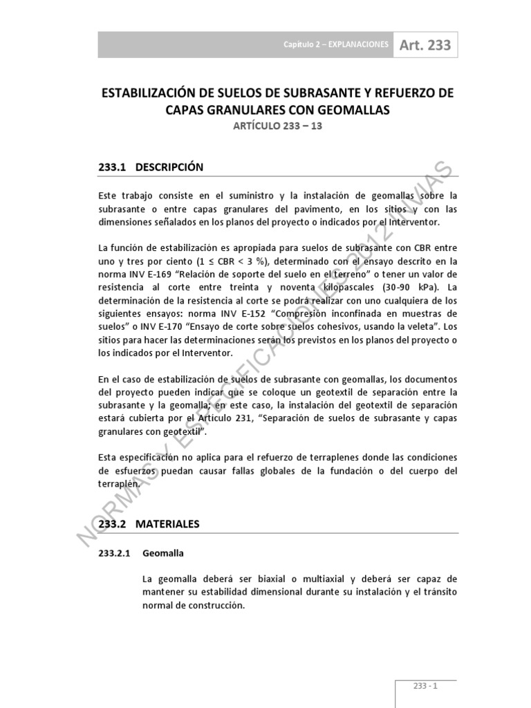 233 Estabilizacion de Suelos de Subrasante y Refuerzo de Capas ...