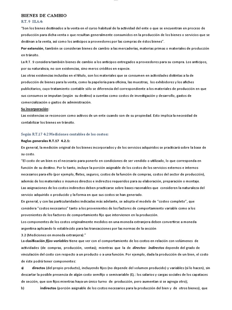 Unidad 8 - Bienes de Cambio | PDF | Costo | Inventario