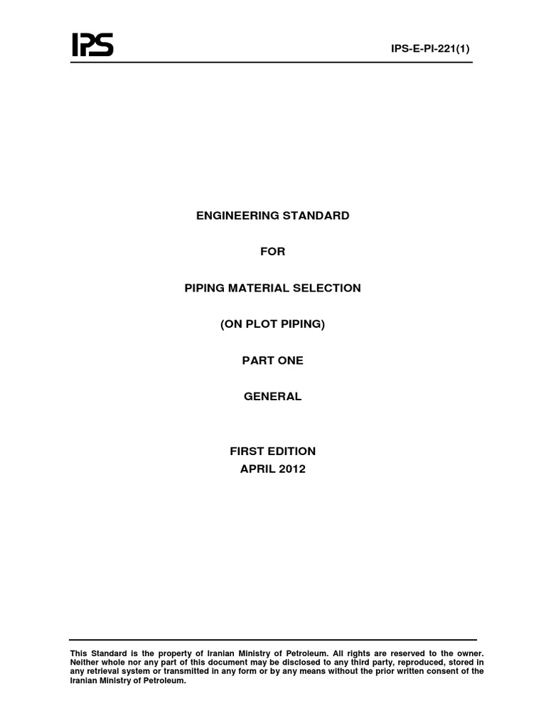 Engineering Standard For Piping Material Selection | PDF