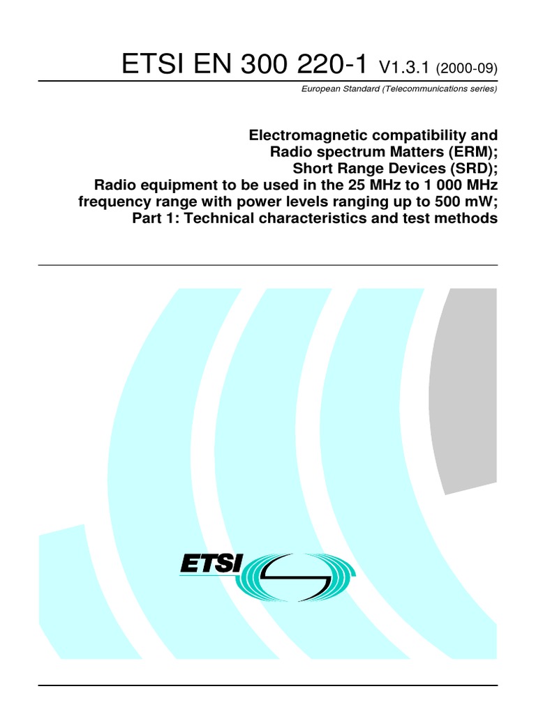 En 300 220-1 V1.3.1 | PDF | Transmitter | Radio