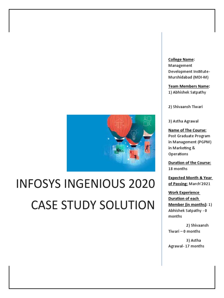 Infosys Ingenious 2020 Case Study Solution: College Name | PDF | Mobile ...