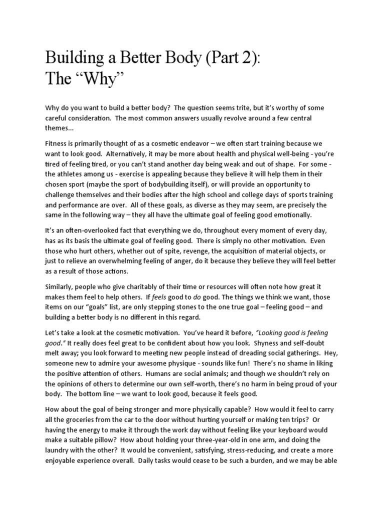Building A Better Body 02 | PDF | Goal | Feeling