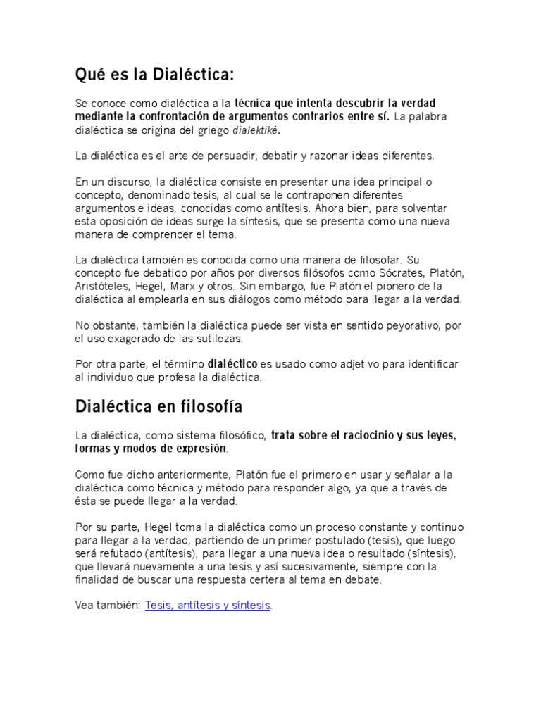 Qué Es La Dialéctica PDF | PDF | Dialéctico | Verdad