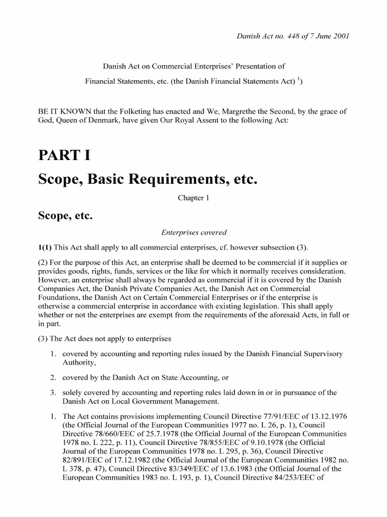 The Danish Financial Statements Act PDF | PDF