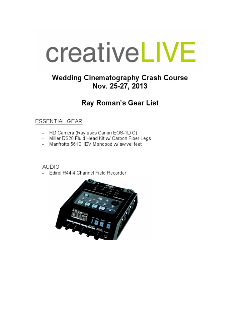 Wedding Cinematography Gear Guide | PDF