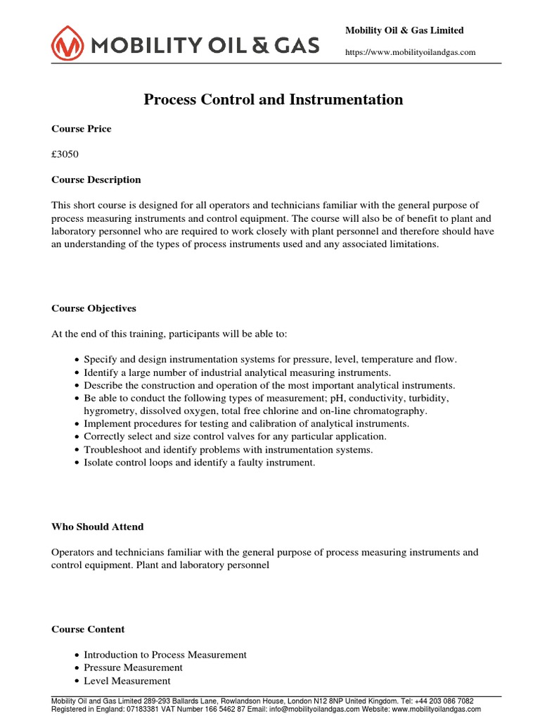 Process Control Instrumentation PDF | PDF | Instrumentation | Chemistry