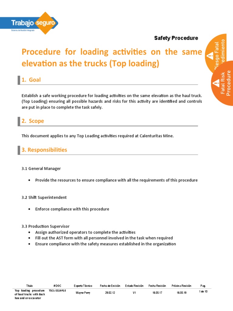 Top Loading Procedure of Haul Trucks With Back Hoe and or Excavator ...