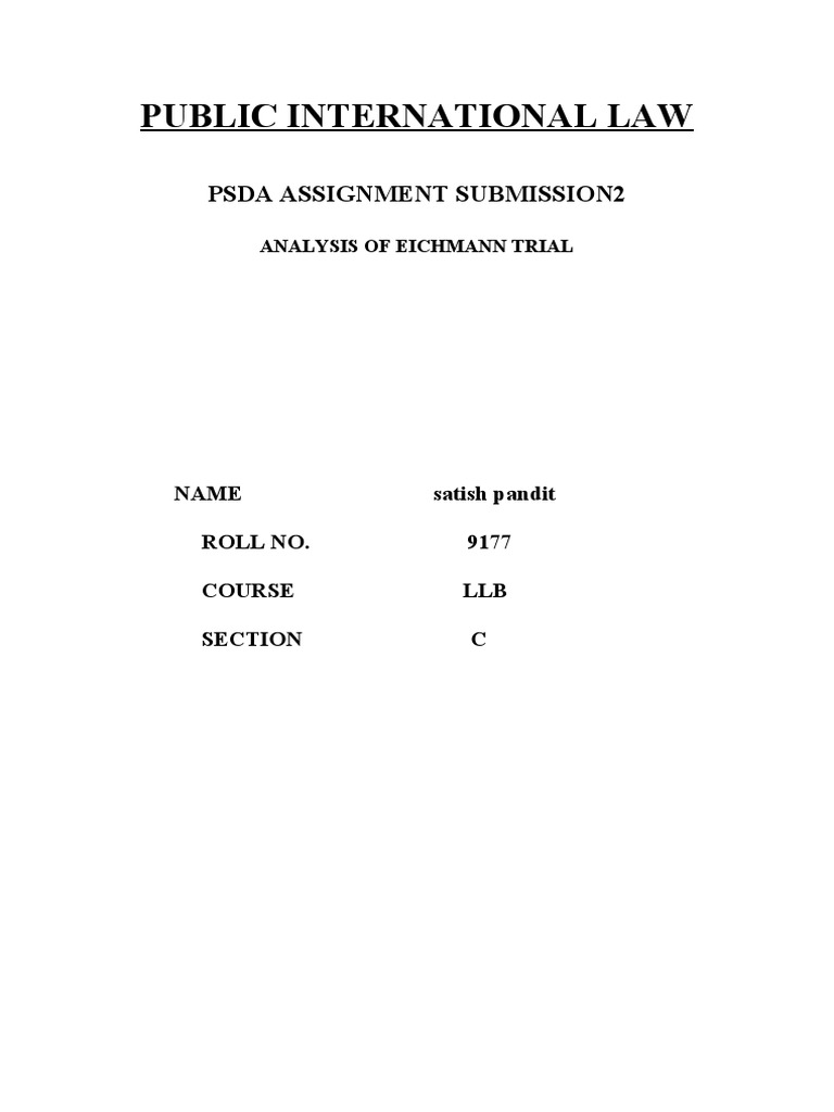 Public International Law: Psda Assignment Submission2 | PDF | Adolf ...