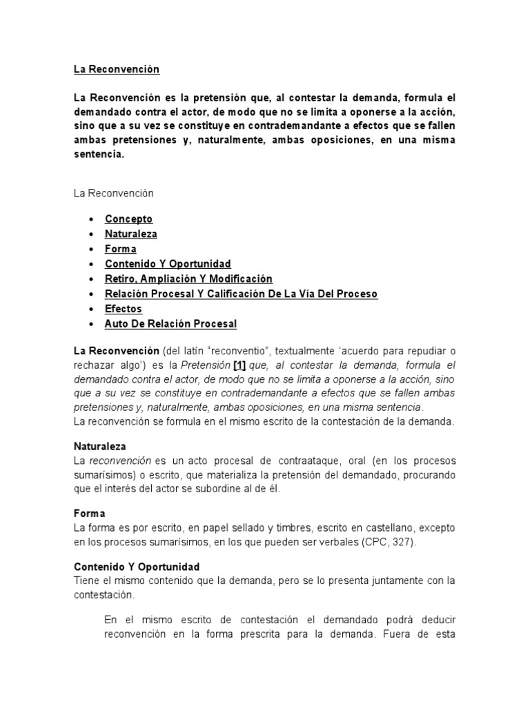 La Reconvencion | PDF | Reconvención | Demanda judicial