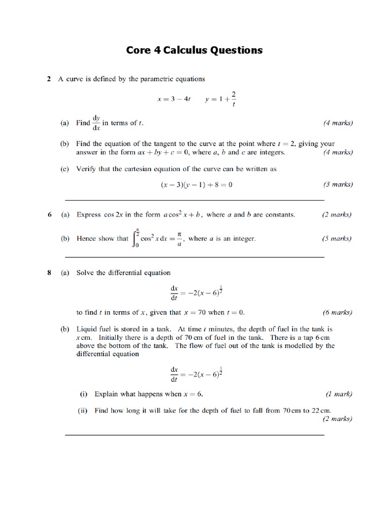 C4 Calculus Topical Past Papers | PDF