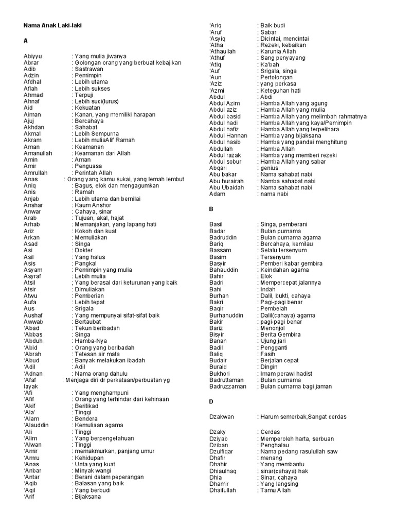 Nama2 Anak | PDF