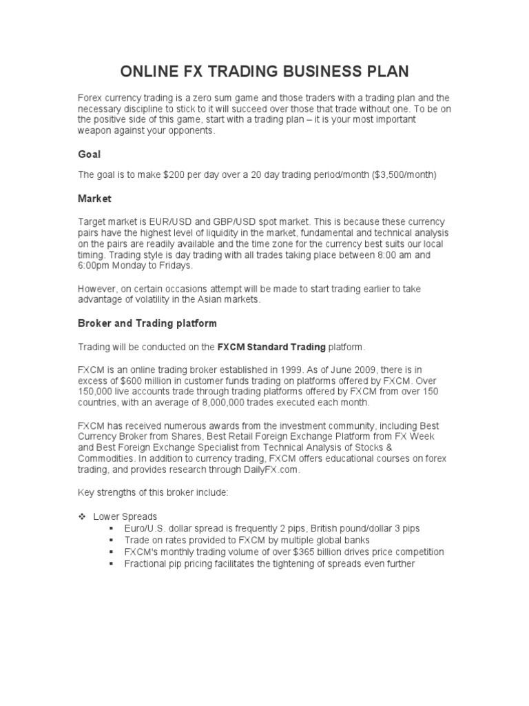 Forex Trading Business Plan Overview | PDF | Foreign Exchange Market ...