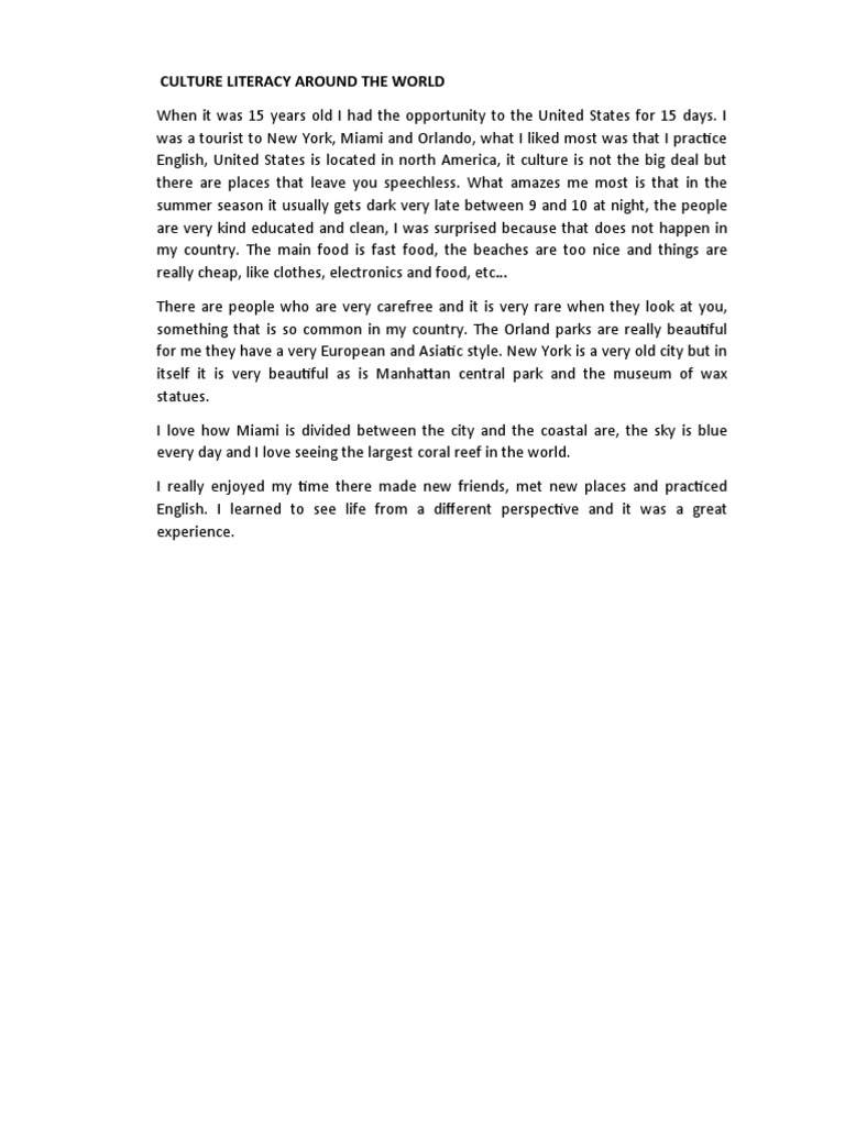 Culture Literacy Around The World | PDF