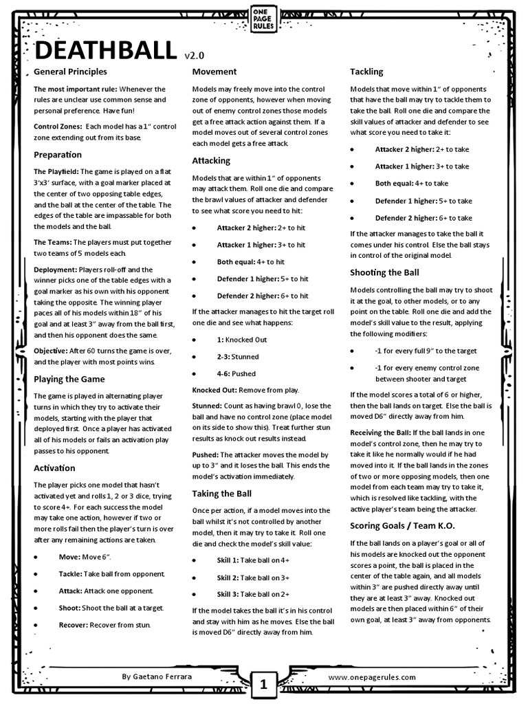 Deathball v2.0 PDF | PDF | Defender (Association Football) | Sports