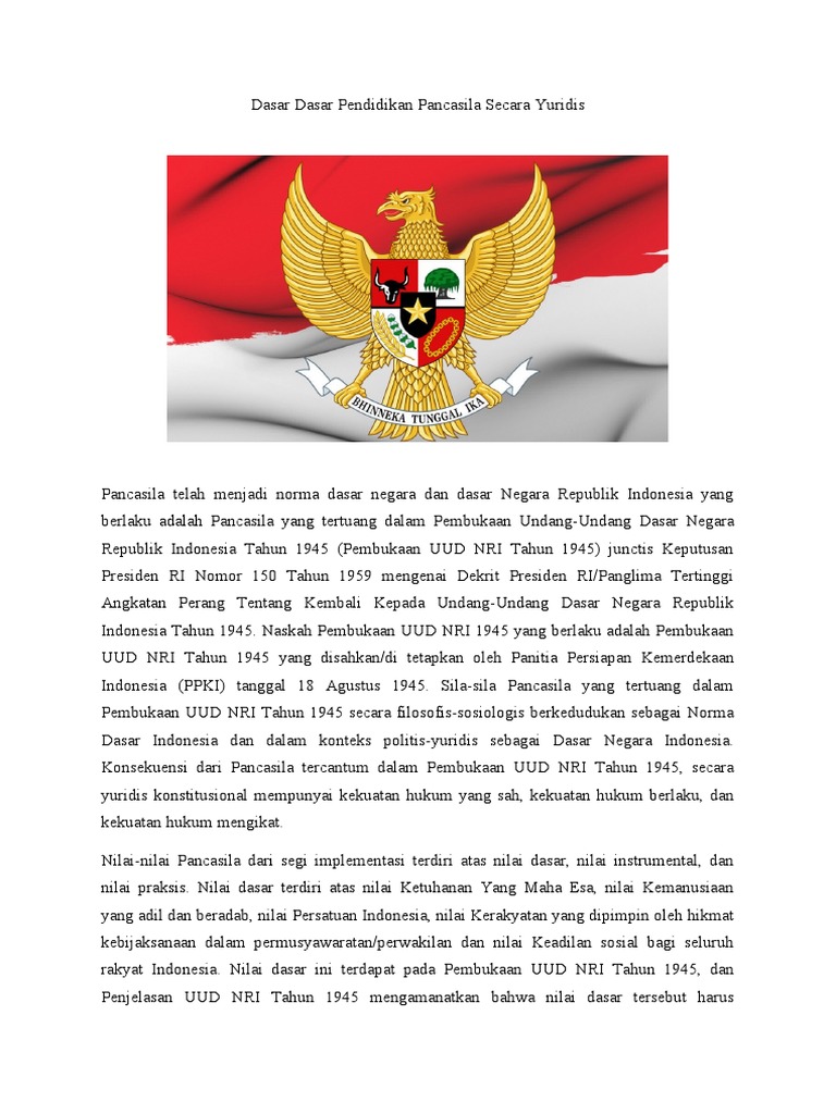 Dasar Dasar Pendidikan Pancasila Secara Yuridis | PDF | Agama ... Dasar Dasar Pendidikan Pancasila Secara Yuridis | PDF | Agama ...