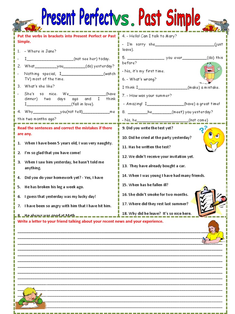 Present Perfect vs. Past Simple Exercise | PDF | Grammar | Language ...