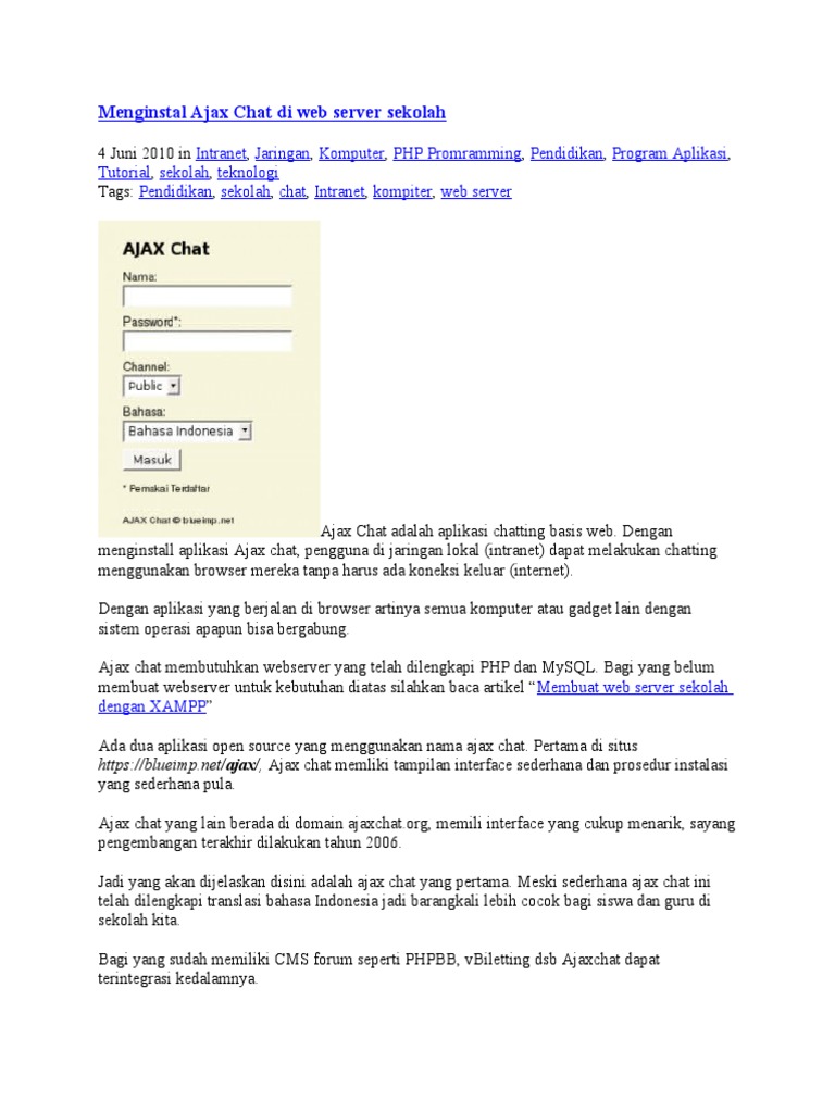 Menginstal Ajax Chat Di Web Server | PDF