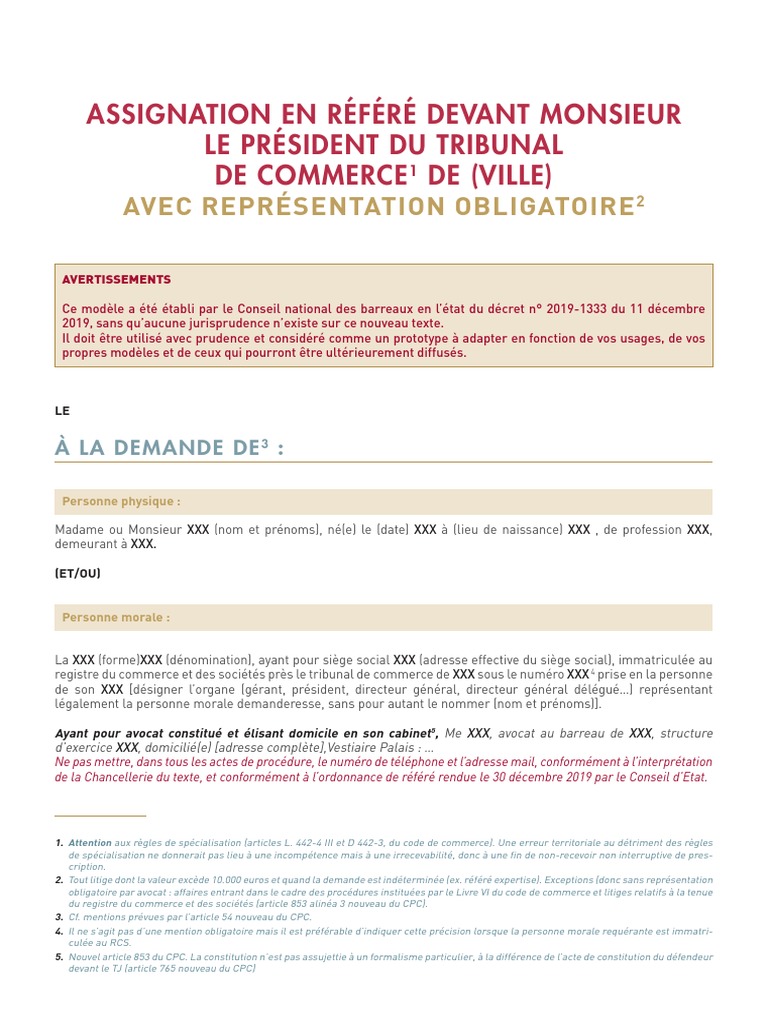 Assignation en Refere Devant Monsieur Le President Du Tribunal de ... Assignation en Refere Devant Monsieur Le President Du Tribunal de ...