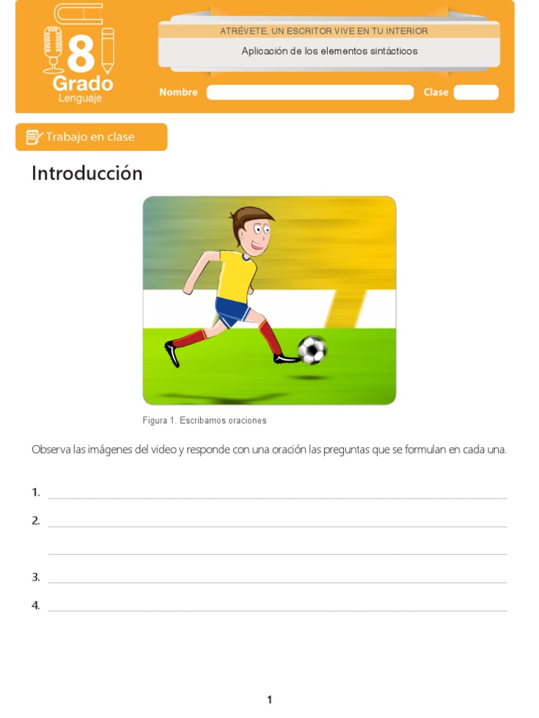 Guía Elementos Sintácticos. 8 | PDF | Oración (Lingüística) | Verbo
