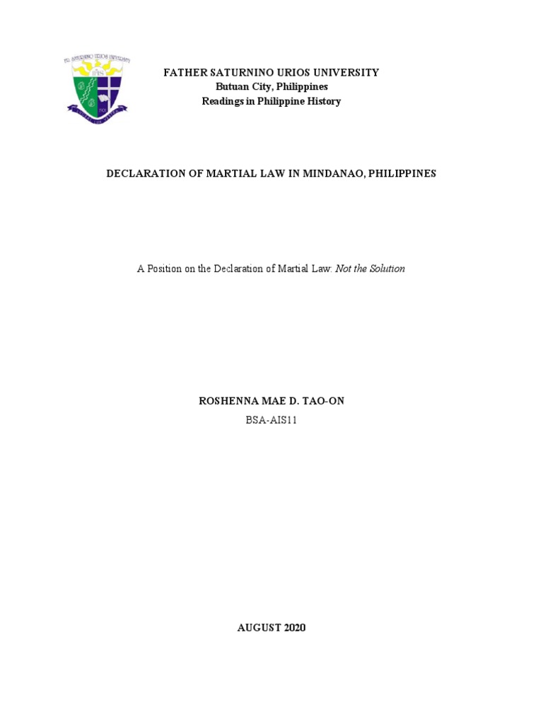 Position Paper (Draft) | PDF | Martial Law | Rodrigo Duterte